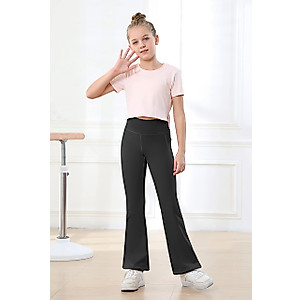 IUGA Girls Flare Leggings High Waist Cute Preppy Clothes for Girls Uniform Pants with Pockets Bell Bottom Pants Black