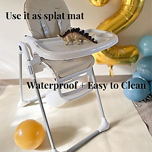 Uniklook Vegan Leather Mat Multipurpose Playmat Kids Infant Picnic Blanket - Waterproof Baby Splat mat for High Chair Sand Proof Beach Blanket Indoor Outdoor (Sage+Dawn Blue)