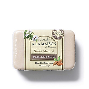 A LA MAISON Sweet Almond Bar Soap - Triple French Milled Natural Moisturizing Hand Soap Bar (3 Bars of Soap, 8.8 oz)