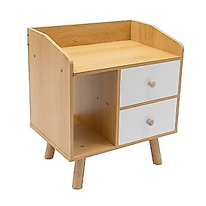 WaShaRoom Nightstand, 2 Drawer Dresser for Bedroom Maple Color Bedside Table with Drawer, Bedside Table End Tables Living Room, File Cabinet Storage with Sliding Drawers and Shelf for Home Office