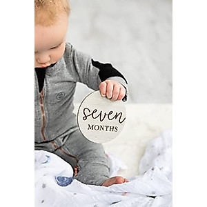 Little Pear Wooden Monthly Milestone Cards, Baby Milestone Photo Props, Wooden Monthly Photo Prop Cards