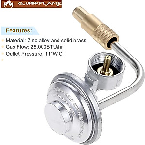 Outdoor Bazaar Griddle Regulator Replacement for Blackstone 17/22 Inch & Pit Boss/Pit BOSS Griddles, Brass & Zinc Alloy, 25000 BTU/hr, 11"W.C