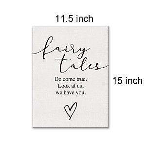 OEWD Nursery Fairy Tales Do Come True Canvas Wall Art Poster Print, Baby Girl Painting Ready to Hang Newborn Baby Kids Nursery Room Playroom Decor Gift (11.5" x 15")
