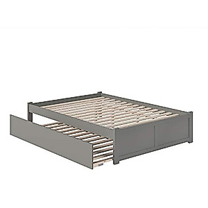 AFI Concord Queen Platform Bed with Footboard and Twin Extra Long Trundle in Grey