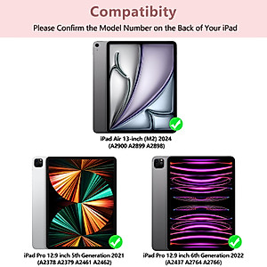 TQQ for iPad Air 13-inch (M2) 2024 & Pro 12.9 inch 2022 Case with Keyboard, Keyboard case for 12.9-inch iPad Pro 6th/5th Generation - with Pencil Holder for New iPad Air 13-inch/iPad Pro 12.9 (Pink)