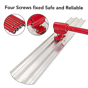 Bull Float Magnesium Concrete Float, 48 x 8" Round End Concrete Float Tool Cement Tool, Concrete Kit Bull Float with 4 Float Handle Bracket Concrete Tools Finishing（RED）