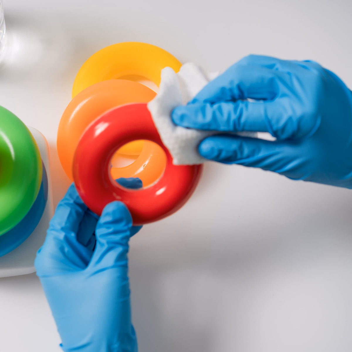 Circlecare Powder-Free Nitrile Disposable Exam Gloves, Industrial Medical Examination, Latex Free Rubber, Non-Sterile, Food Safe, Textured Fingertips, Ultra-Strong, Pack of 100, Blue - Size Medium