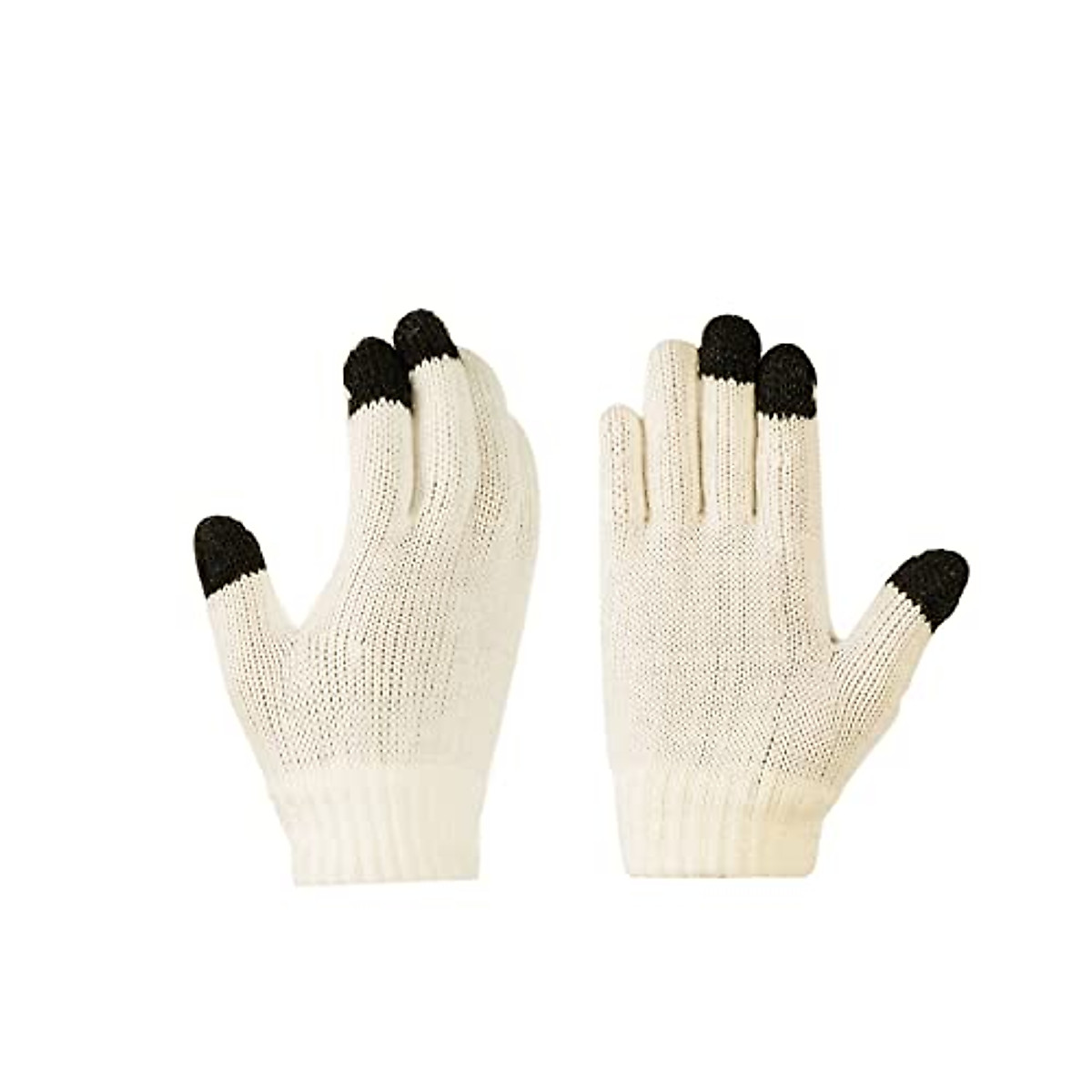 Tinncana 3 Pieces Kids Winter Beanies Glove Scarf Set, Knitted Toddler Cap Hat Touchscreen Mitten Neck Warmer for Boys Girls (White)