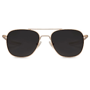 SOJOS Small Polarized Aviator Sunglasses for Men Women Classic Double Bridge Square Aviators SJ1179, Bright Gold/Grey