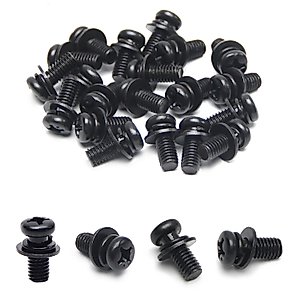 MroMax M6 x 14mm Carbon Steel Phillips Pan Head Machine Screws Bolts Combine with Spring Washer and Plain Washers 20Pcs