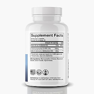 DR. EMIL NUTRITION 200 MG 5-HTP Plus with SAM-e to Maintain Normal Healthy Sleep and Create a Sense of Wellbeing - 5HTP Supplement with Vitamin B6-60 Vegan Capsules, 30 Servings