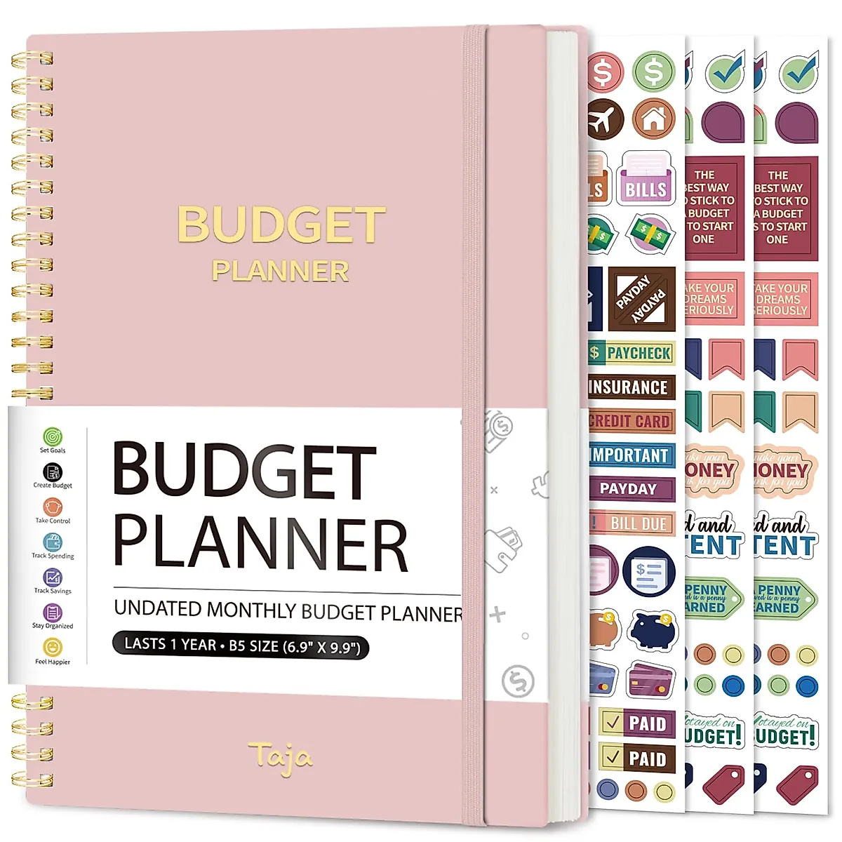 Budget Planner - Monthly Budget Book with Expense Tracker Notebook, Undated Bill Organizer & Finance Planner to Take Control of Your Money, 2024-2025 Account Book to Manage Your Finances-Pink