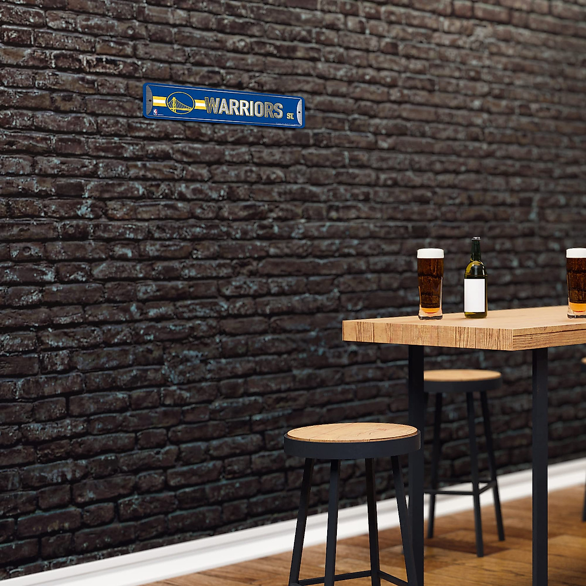 Rico Industries NBA Golden State Warriors Home Décor Metal Street Sign (4" x 15") - Great for Home, Office, Bedroom, & Man Cave - Made,Silver