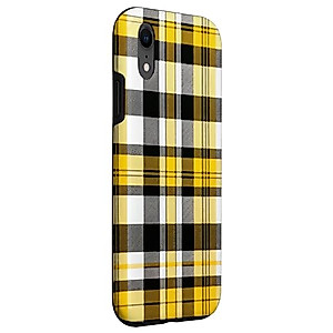 iPhone XR Yellow Black Tartan Plaid Pattern 80s Design Case