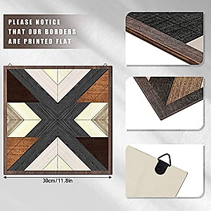 Qunclay 4 Pieces Wood Wall Art Wooden Aztec Wall Decor Boho Western Wall Decor Diamond Sign Farmhouse Home Wall Art Prints on Wood for Apartment Bedroom Living Room, 11.8 x 11.8 Inches