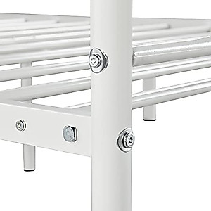 Topeakmart California King Size Victorian Style Metal Bed Frame with Headboard/Mattress Foundation/No Box Spring Needed/Under Bed Storage/Strong Slat Support White