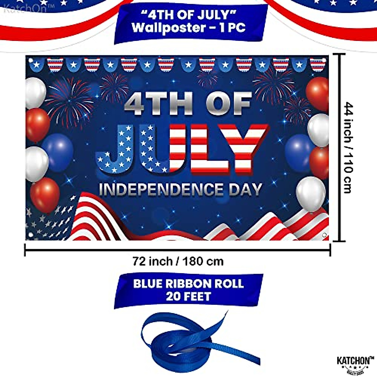 XtraLarge, 4th of July Banner - 72x44 Inch | 4th of July Backdrop, 4th Of July Decorations | Independence Day Banner, Independence Day Decorations | Fourth Of July Decorations, Patriotic Decorations