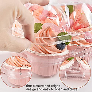 ChezMax (12 Counts x 16 Sets) Cupcake Containers 12 Count, Cupcake Boxes for 12 Cupcakes, Disposable Cupcake Cupcake Carrier Holders, Clear Plastic Containers with Detachable Tall Dome Lid