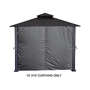 APEX GARDEN Four-Side Privacy Curtain Set for 10-Ft x 10-Ft Gazebo (10-ft x 10-ft, Charcoal)