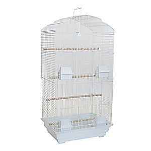 YML A6804 3/8" Bar Spacing Tall Shall Top Small Bird Cage, White, 18" x 14"