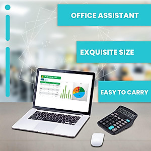 LICHAMP Desk Calculators with Big Buttons and Large Display, Office Desktop Calculator Basic 12 Digit with Solar Power and AA Battery (Included), 5 Bulk Pack