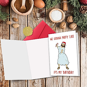 Asmallgf Happy Jesus Christmas Cards for Friends, Naughty Holiday Card for Family, Great Jesus Dancing Xmas Greeting Card, Funny Christmas Gift Ideas