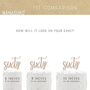 NANASUKO 60th Birthday Cake Topper - sixty - Double Sided Rose Gold glitter - Premium quality Made in USA