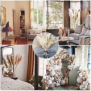 80 Pcs Pampas Grass Home Decor and 2 Pack Sunflower Solar Lights Outdoor, Solar Garden Lights with 3 Sunflower