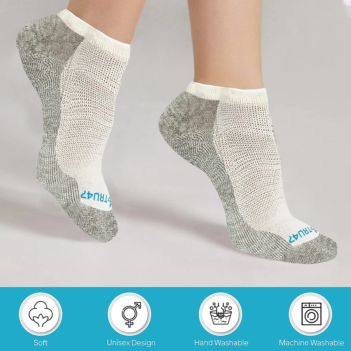 TRU47 Grounding & Earthing Products | No Show Grounding Socks | Silver Infused Socks | Breathable Socks Made With 99.99% Pure Silver Thread and Merino Wool (XL, No Show)