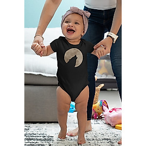 Wolf Howling Moon Silhouette Soft Baby One Piece Black 3 Month