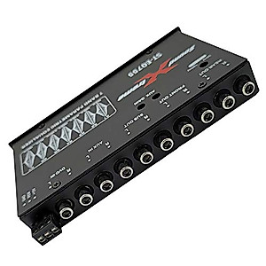 SoundXtreme ST-EQ755 1/2 Din 7 Band Car Audio Parametric Equalizer EQ with Front, Rear + Sub Output 8 Volt RMS Three Stereo RCA Output Built-in Input AUX / DVD Select Switch