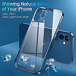 Supdeal Crystal Clear Case for iPhone 12 Mini, [Not Yellowing] [Camera Protection] [Military Grade Drop Tested] Transparent Shockproof Protective Phone Case Soft Silicone Slim Cover, 5.4 inch, Blue