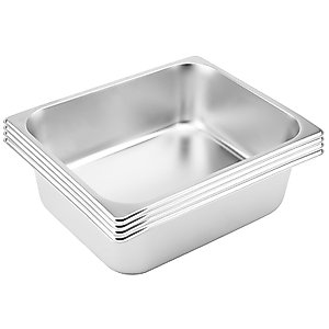 ZOENHOU 4 Pack 1/2 Half Size Steam Table Pans, Stainless Steel Steam Food Pan, 4 Inch Deep Anti-jam Hotel Pans for Catering and Home Use, 12.8 x 10.4 Inch