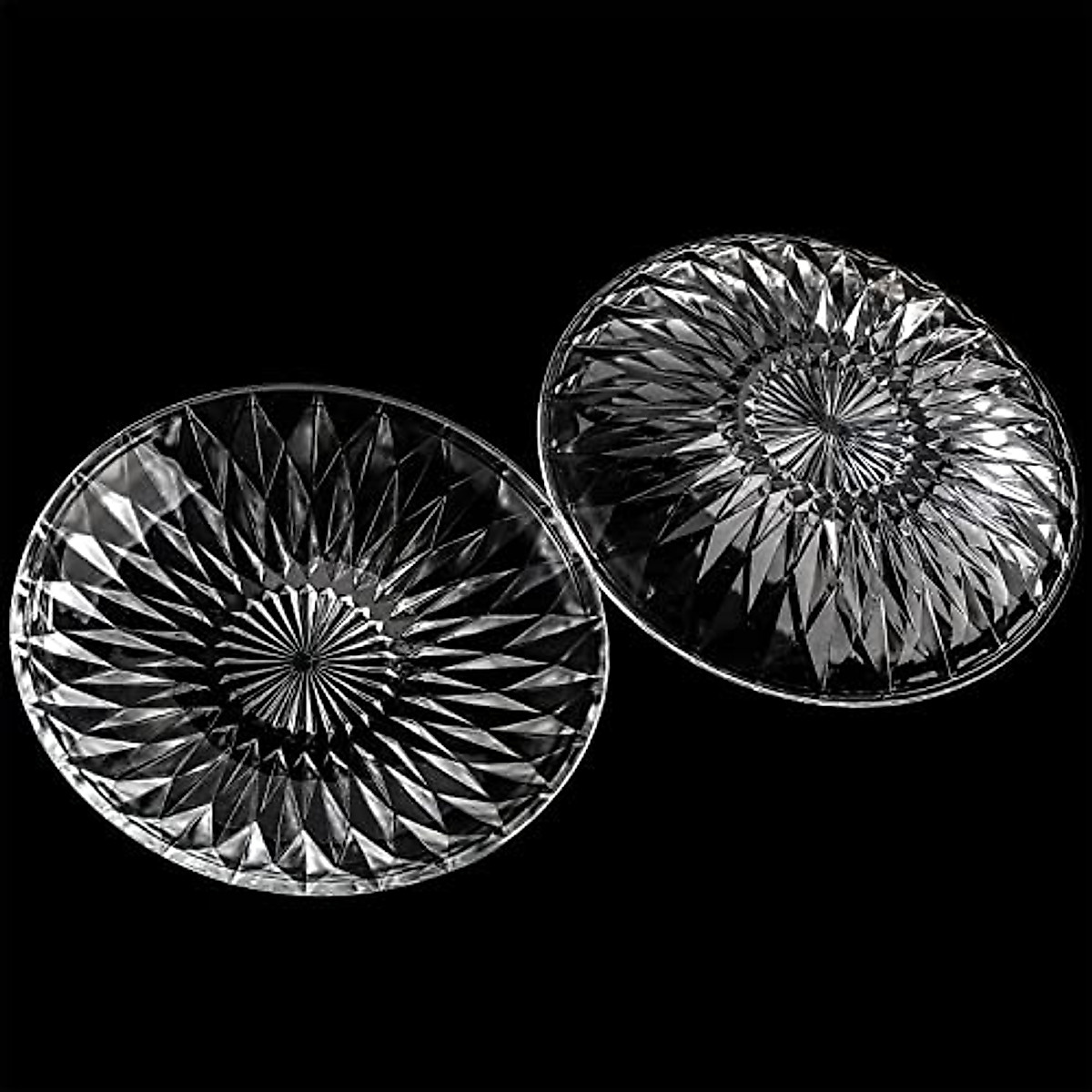 Hiceeden Set of 12 Crystal Glass Salad Plate, 8 Inch Round Clear Dessert Plates Restaurant Serving Party Plates for Fruits, Snacks