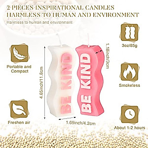 Coume 2 Pieces Aesthetic Shaped Candles Wavy Word Candle Atmosphere Trendy Minimalist Inspirational Soy Wax Geometric Scented Encouragement Gift for Home Christmas Birthday Office (Warm) White,Pink
