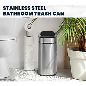 Alpine 20 Liter /5 Gallon Trash Can Open Top - Slim Stainless Steel Trash Can No Lid, Modern Silver Metal Wastebasket, Narrow Trash Can with Removable Trash Bin for Office Desk, Kitchen, Bathroom