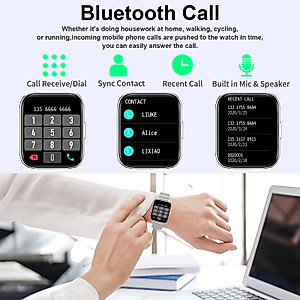 Smart Watch(Bluetooth Answer and Make Call),1.69" Sports Smartwatch for Android iOS Phones IP67 Waterproof Men Women Fitness Tracker Watches with Blood Oxygen Heart Rate Sleep Monitor (Silver+Grey)