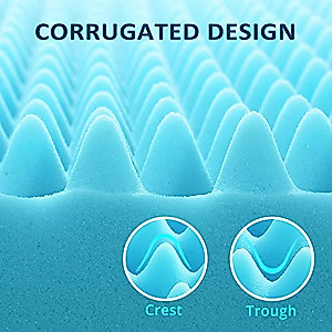 QUINEEHOM Foam Mattress Topper Queen 2 Inch, Egg Crate Cooling Mattress Topper with Gel Infused, Bed Topper with Breathable Airflow Design, Certipur-Us Certified