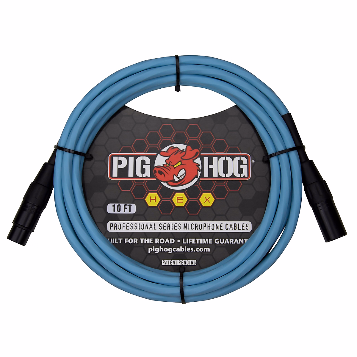 Pig Hog PHMH10DB Hex Series Microphone Cable 10-Feet Daphne Blue Patent Pending 6 Sided Spiral Extrusion PVC Sleeve XLR - XLR Connectors
