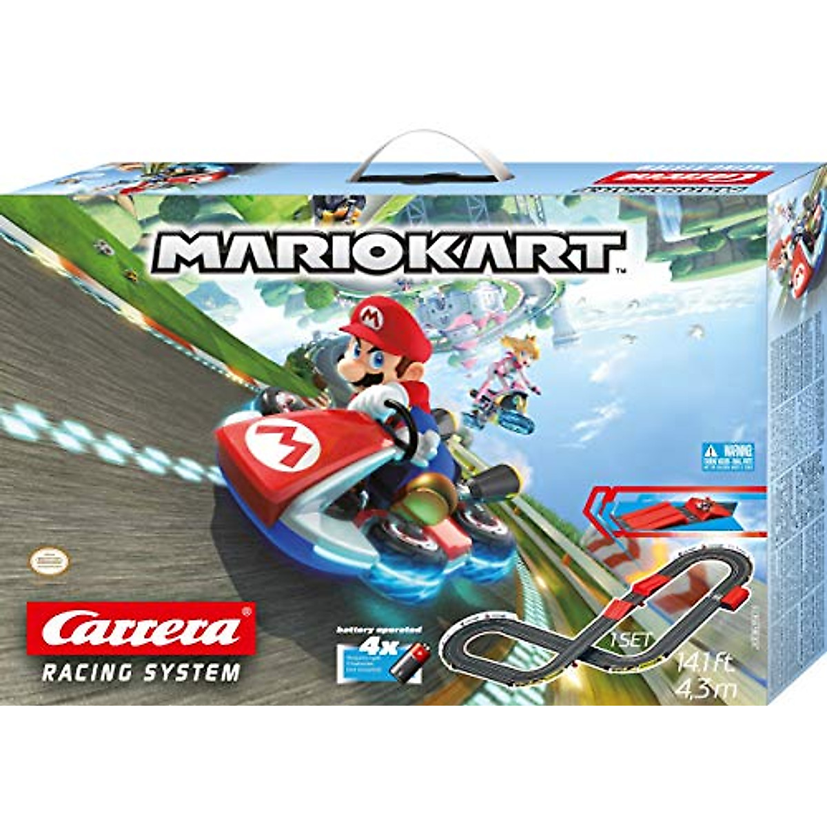 Carrera GO!!! 63503 Official Licensed Mario Kart Battery Operated 1:43 Scale Slot Car Racing Toy Track Set with Jump Ramp Featuring Mario and Luigi for Kids Ages 5 Years and Up
