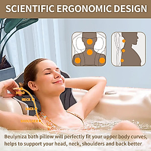 Bath Pillow - Ergonomic Bath Pillows for Tub Neck and Back Support, Bathtub Pillow with Powerful Suction Cups, Quick Dry & Ultra Soft 4D Mesh Tub Pillow for Bath, Bath Cushion