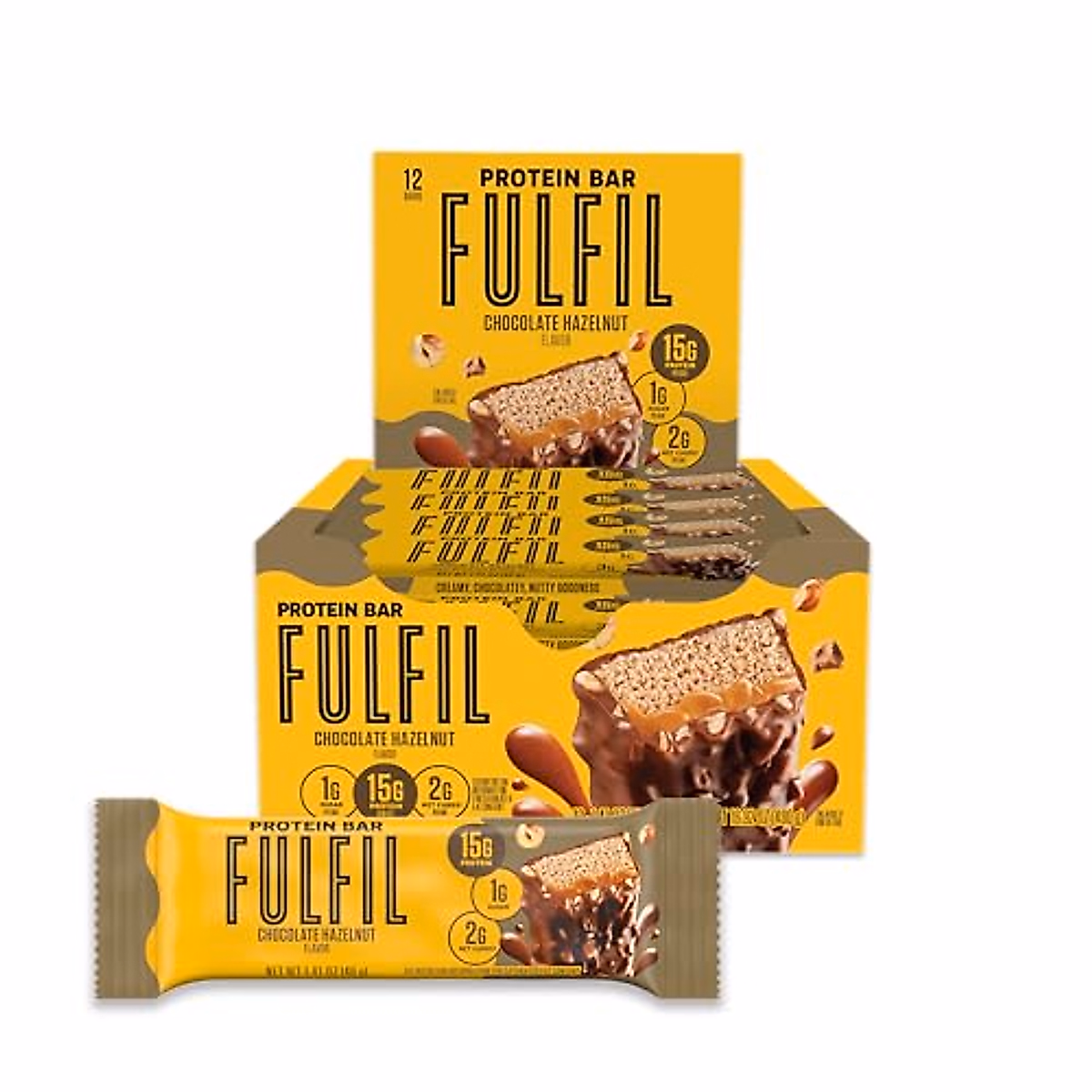 FULFIL Protein Snack Bars, Chocolate Hazelnut, 15g Protein, Pantry Staples, 12 Count