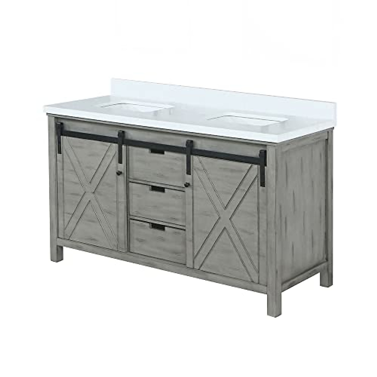 Bell+Modern Ketchum 60 inch Ash Grey Double Bath Vanity and Cultured Marble Countertop