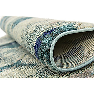 Unique Loom Positano Collection Coastal Modern Fish Light Blue Runner Rug (2' x 7')