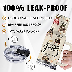 NIAXAUYT Christian Cat Gift, 40 Oz God Says I Am Cat Tumbler With Handle, Christian Gifts for Women/men, Inspirational Religious Birthday Gifts for Cat Lover Bible Verse Cup, Cat Lovers Gifts