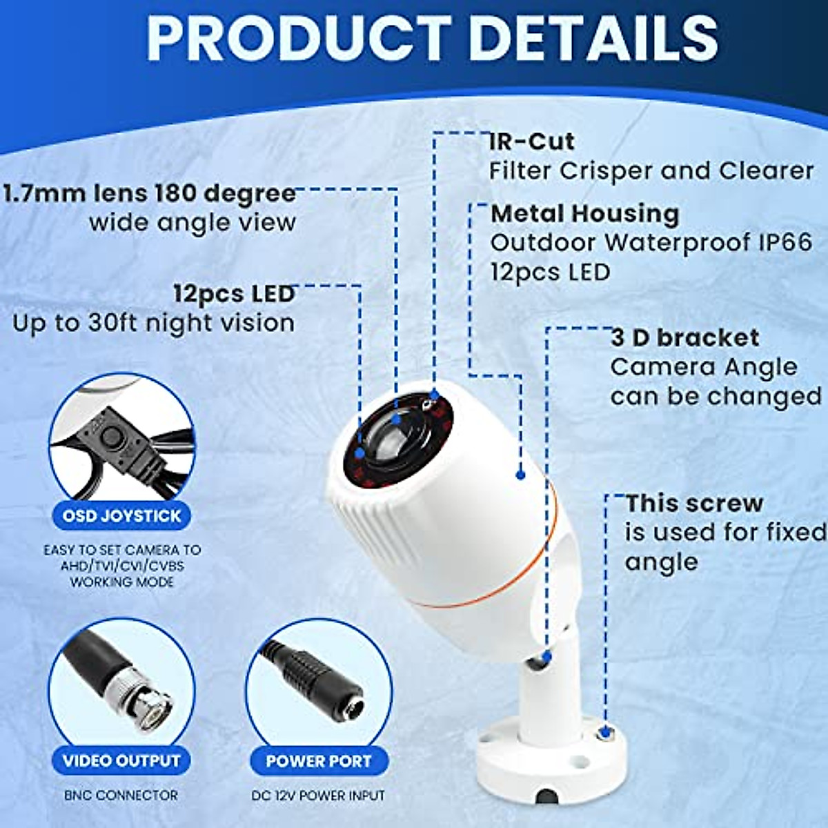 HD 180 Degree Wide Angle View 2.0MP 1080P Mini Bullet Outside Outdoor Coax Coaxial Surveillance Security Camera AHD TVI CVI CVBS with BNC Connector Work for 960H,720P,1080P,5MP,4K Analog CCTV DVR
