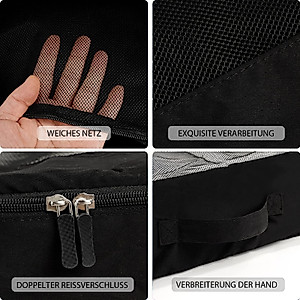 HOMLYNN 9Pcs Packing Cubes for Suitcase, Multifunction Waterproof Travel Organizer Storage Bags, Cosmetic Bag Packing Box, Shoe Bag, USB Cable Bag (Black)