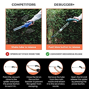Rechargeable Spider Catcher Strong Suction Blows Insects Back Out Long Handle Vacuum Humane Bug Catcher LED Light Insect Hoover Bees Moths for Home