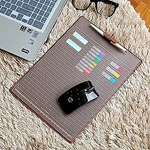 ELSKY Office Mouse Mat for Computer or Laptop,Gmaing Mouse Pads/Mouse&Desktop Protector/Keyboard Pad,Drawing & Writing Pad with Card Schedule Pockets,Cover with 2 Transparent Sheets for Memo (Coffee)