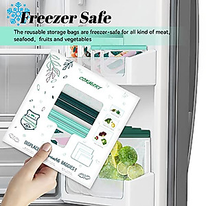 Reusable Gallon Freezer Bags, 4-Pack Reusable Ziplock Bags Silicone, Reusable Food Storage Bags for Travel/Home Kitchen Organization As Meats, Vegetables, Sandwich, Snack, Cereal